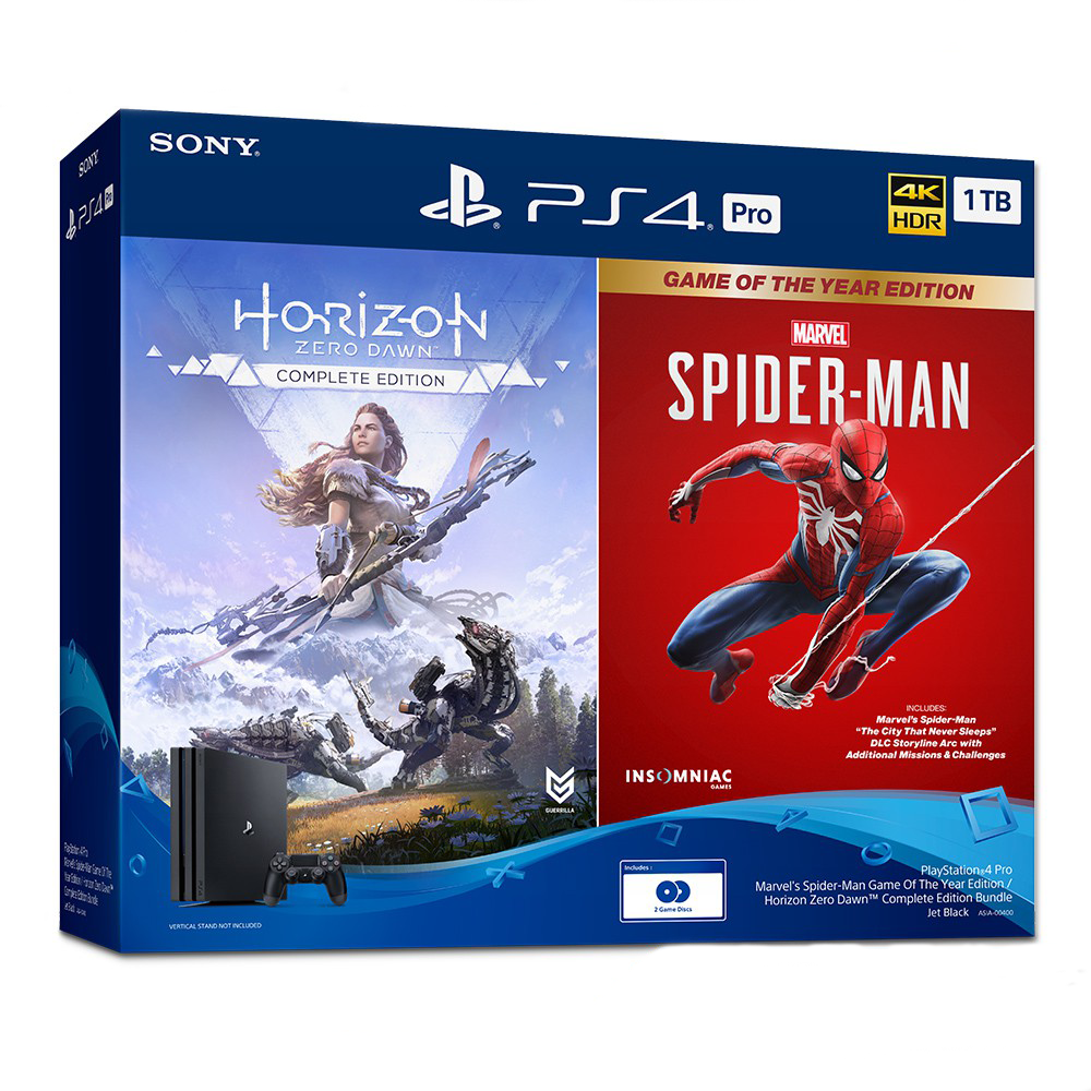 PS4 Pro Console Bundle Spider-Man GOTY & Horizon Zeron Dawn Complete E ...