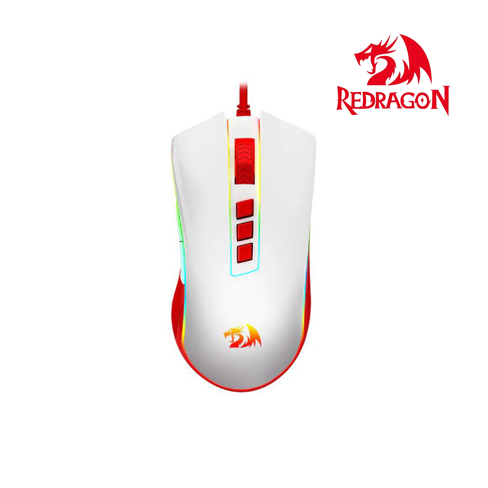 Redragon Wired M711C COBRA Gaming Mouse [12400 DPI] - White Red — GAMELINE