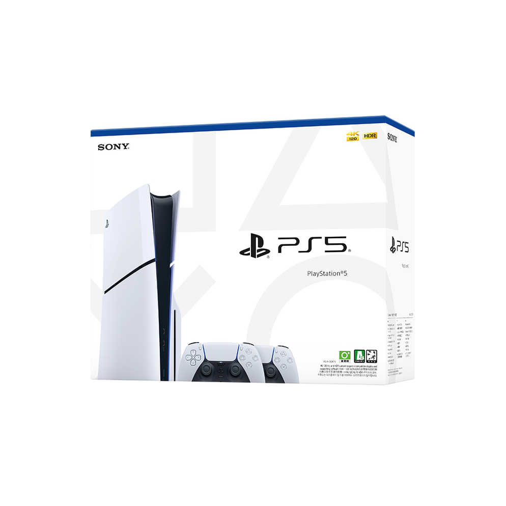 PS5 Slim Console Disc Edition Two DualSense Wireless Controllers Bundl ...
