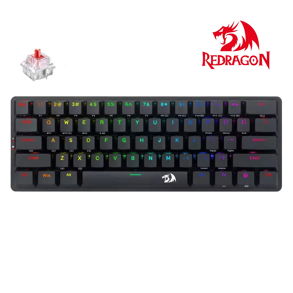 Redragon KEYBOARD Redragon WIRELESS (K615P-KBS) ELISE PRO BLACK RED SW ...