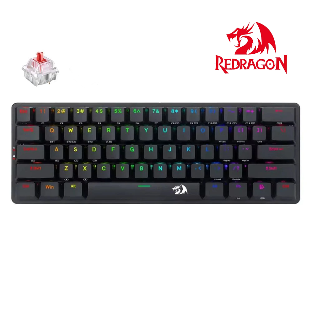 Redragon KEYBOARD Redragon WIRELESS (K615P-KBS) ELISE PRO BLACK RED SW ...