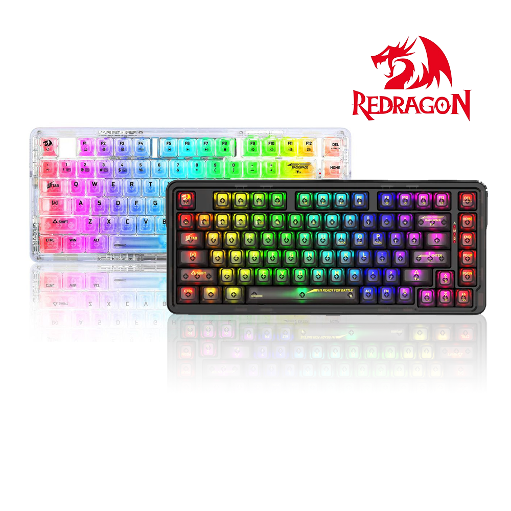 Redragon Wireless K649 CT RGB ELF PRO Crystal 75% Gasket Hot-Swappable ...